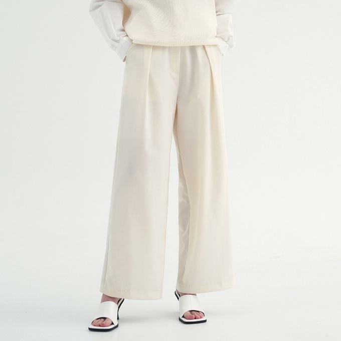 BANDING SEMI WIDE SLACKS_CREAM - HAGO(하고)