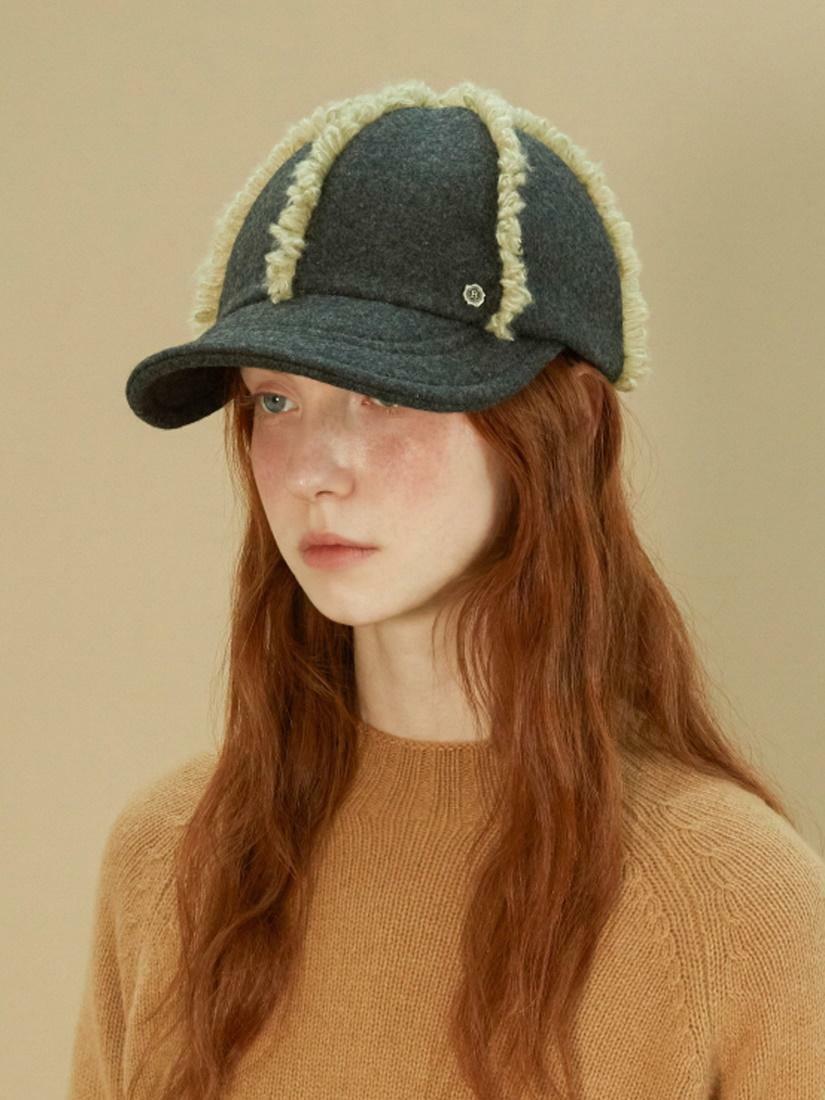 Fringe wire cap -Grey - 하고(HAGO)