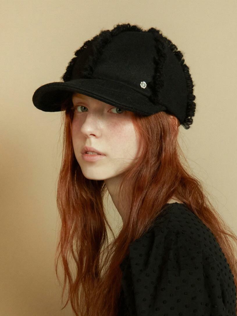 Fringe wire cap -Black - 하고