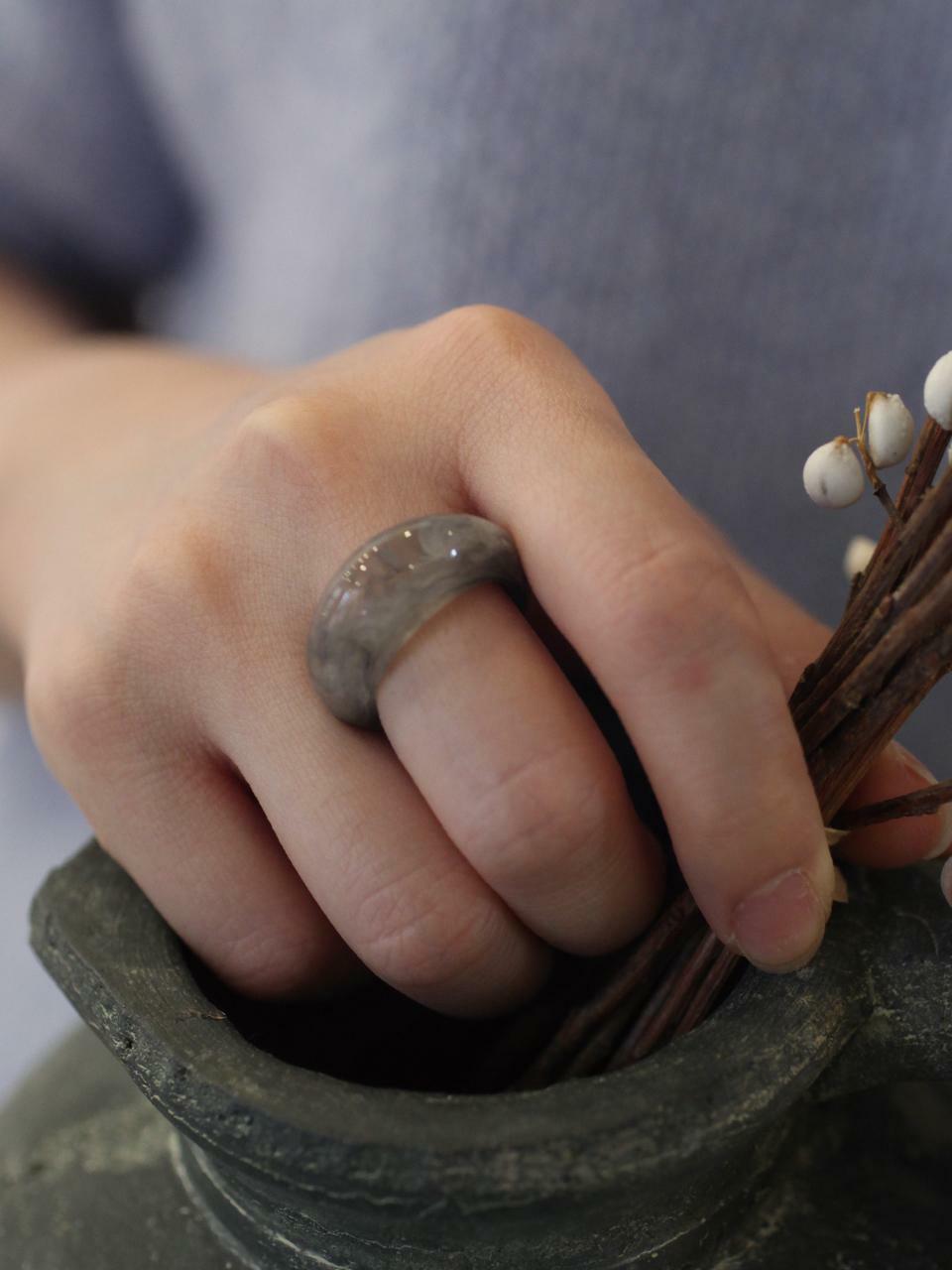 HXB02 Gray Marble Acrylic Ring - HAGO(하고)