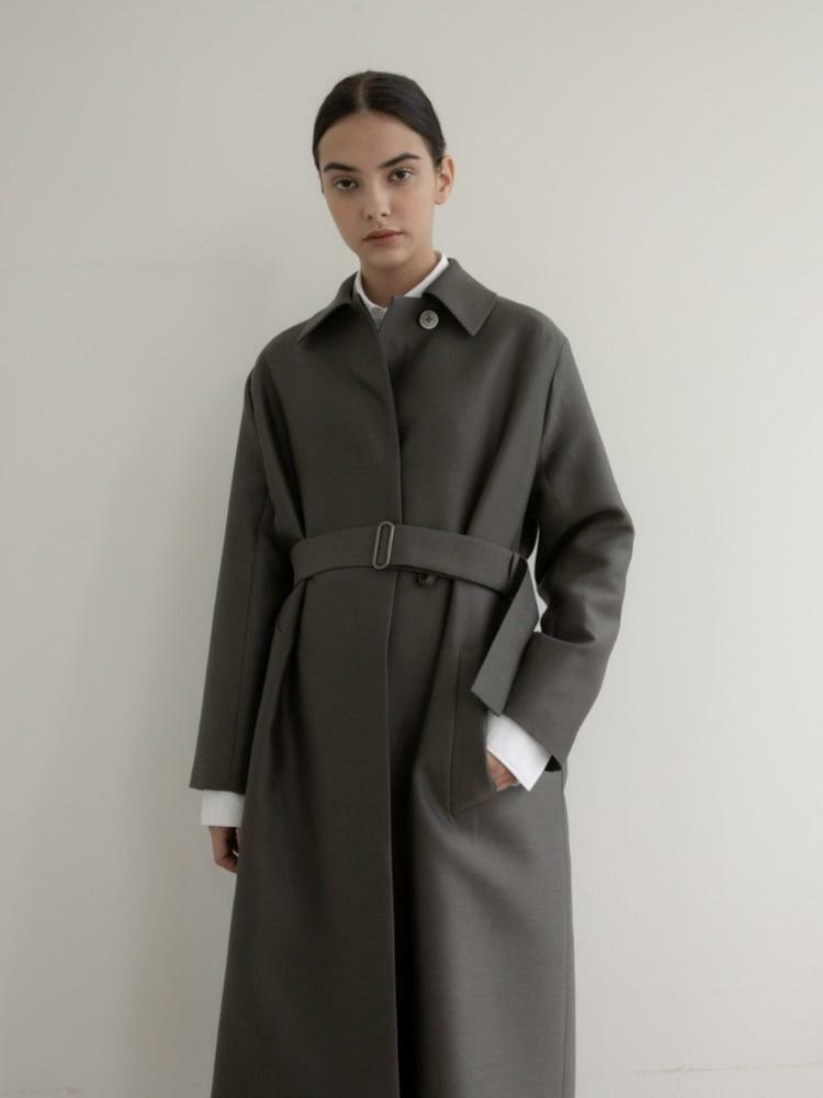 wool silk coat - grey - HAGO(하고)