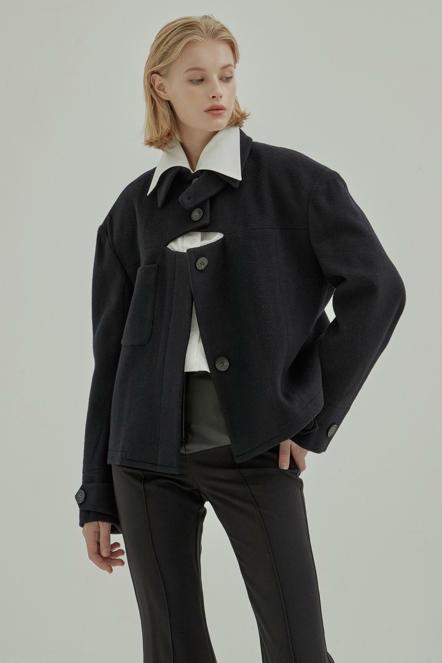 SLIT HALF COAT_TT1W002NY - HAGO(하고)