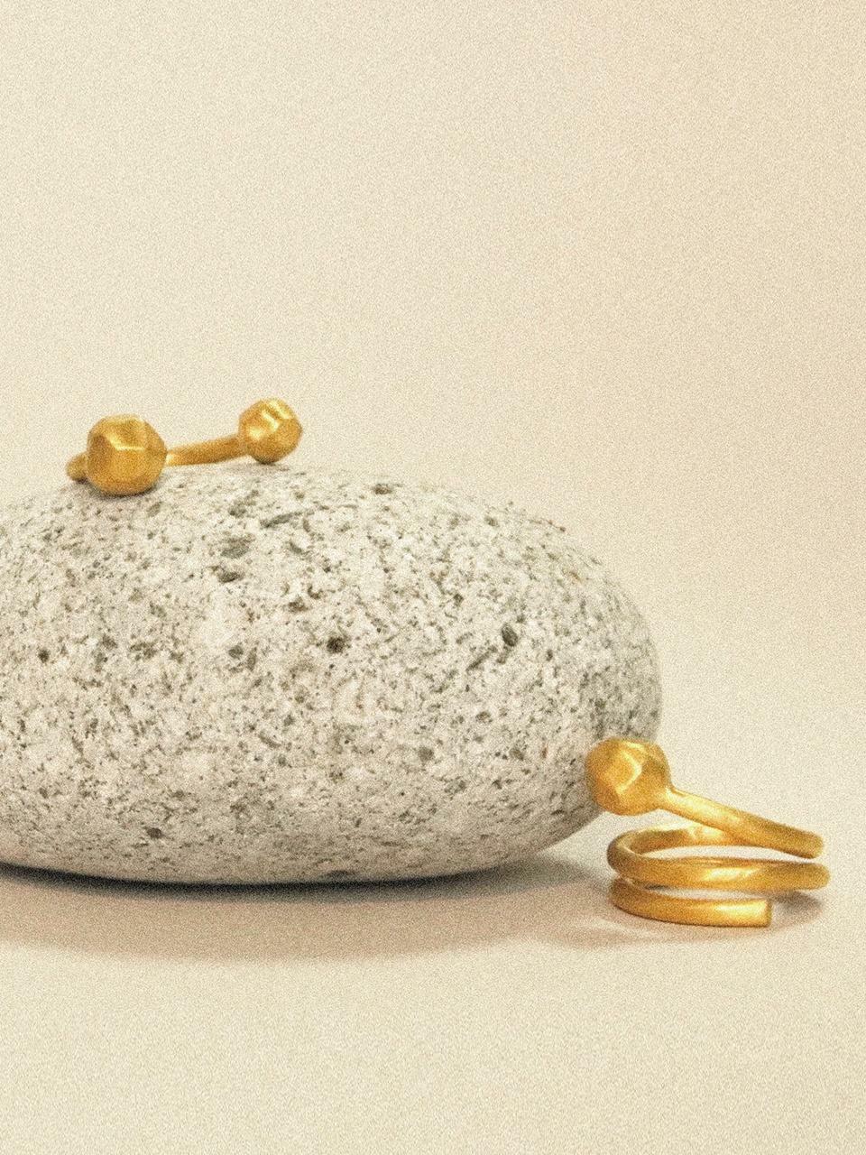 Double Pebble Ring Gold [ silver 925 ] - HAGO(하고)