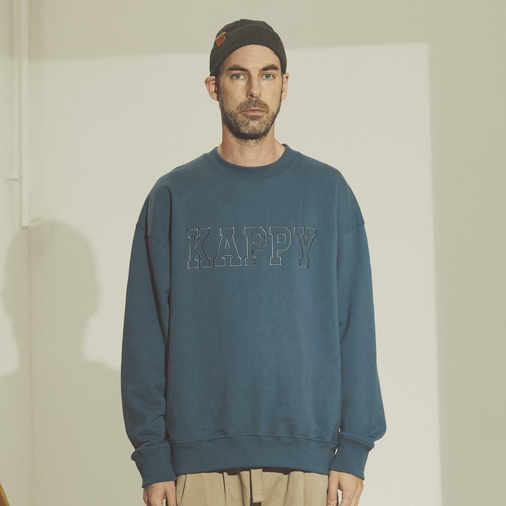 KAPPY BIG LOGO SWEAT SHIRT (BLUE GRAY) - HAGO(하고)