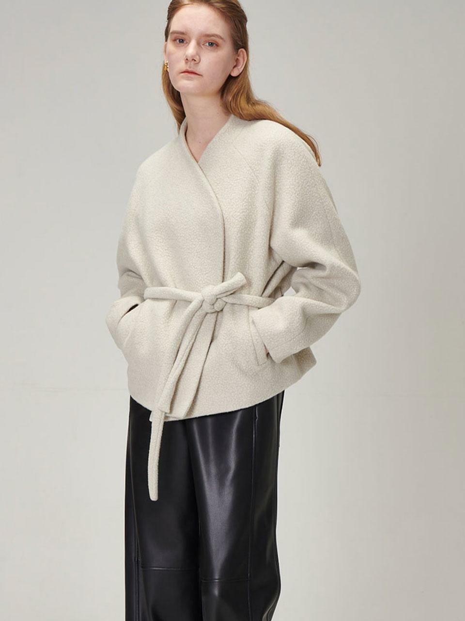 TEXTURED WRAP JACKET_NATURAL - 하고