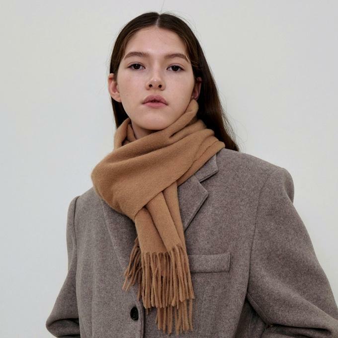 TENDER WOOL FRINGE MUFFLER_BEIGE - HAGO(하고)