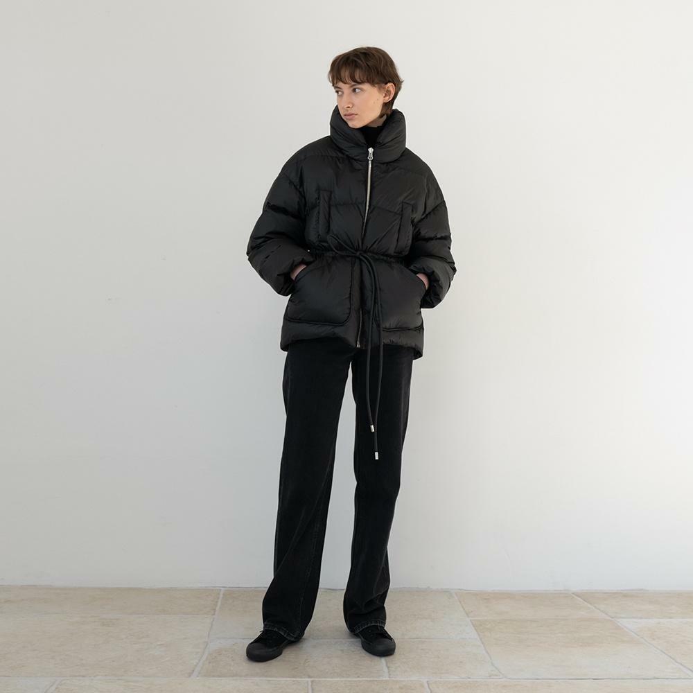 high neck duck-down padding (black) - 하고(HAGO)
