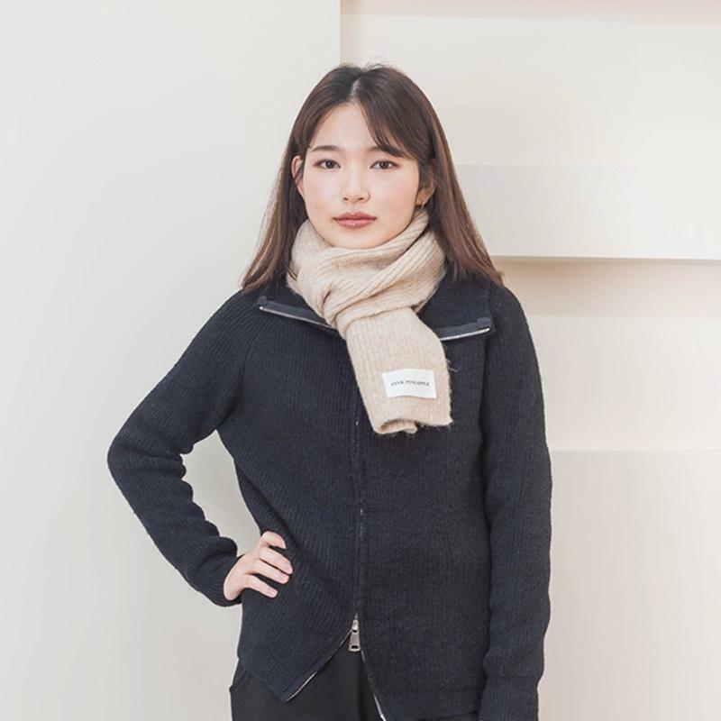 RIB SOLID MUFFLER_BEIGE - HAGO(하고)