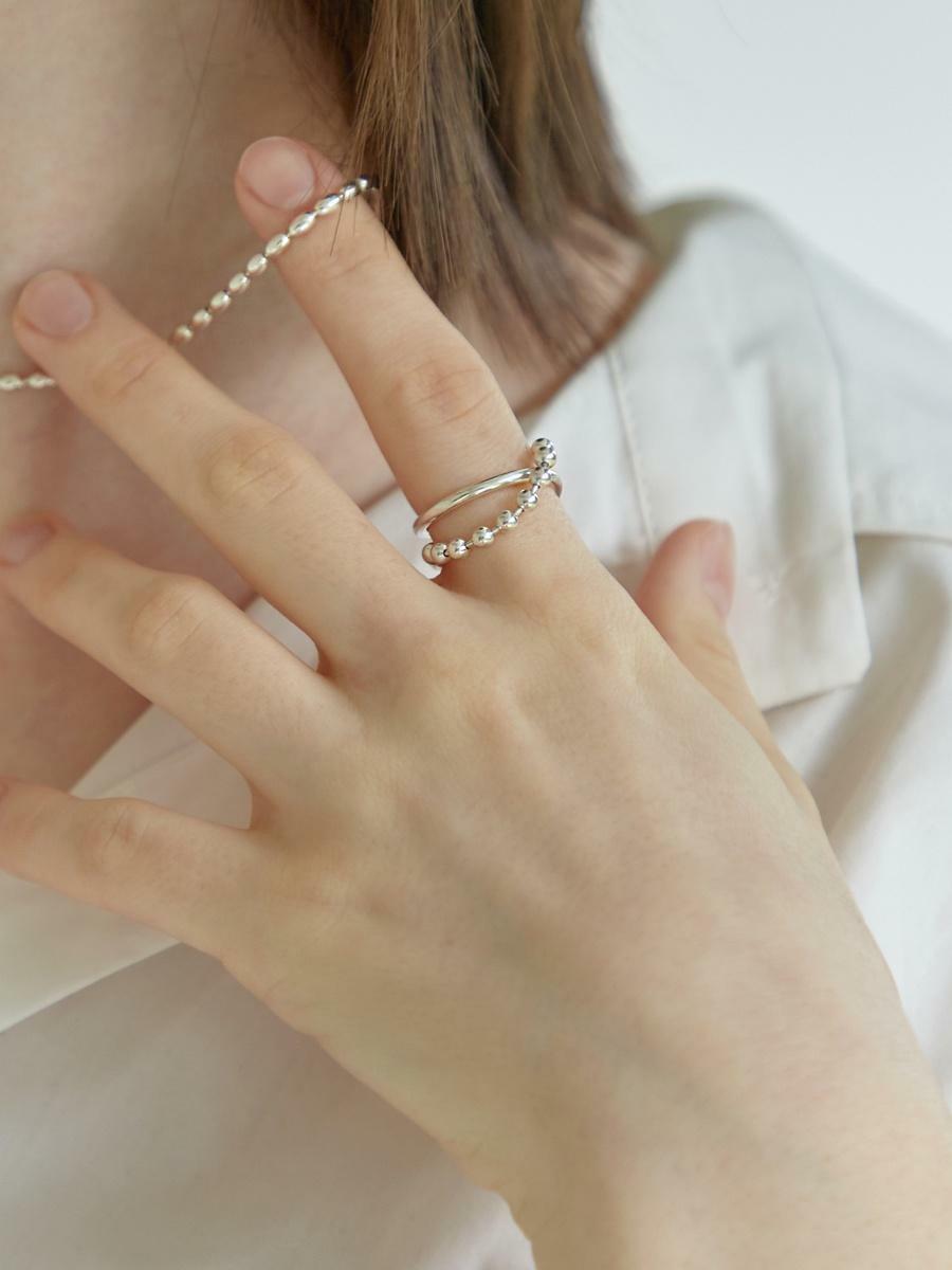 Layered Ball Ring(silver) - 하고(HAGO)