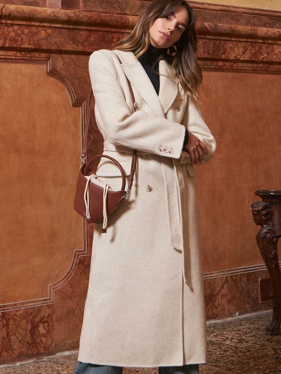 Handmade double wool coat - oatmeal - 하고(HAGO)