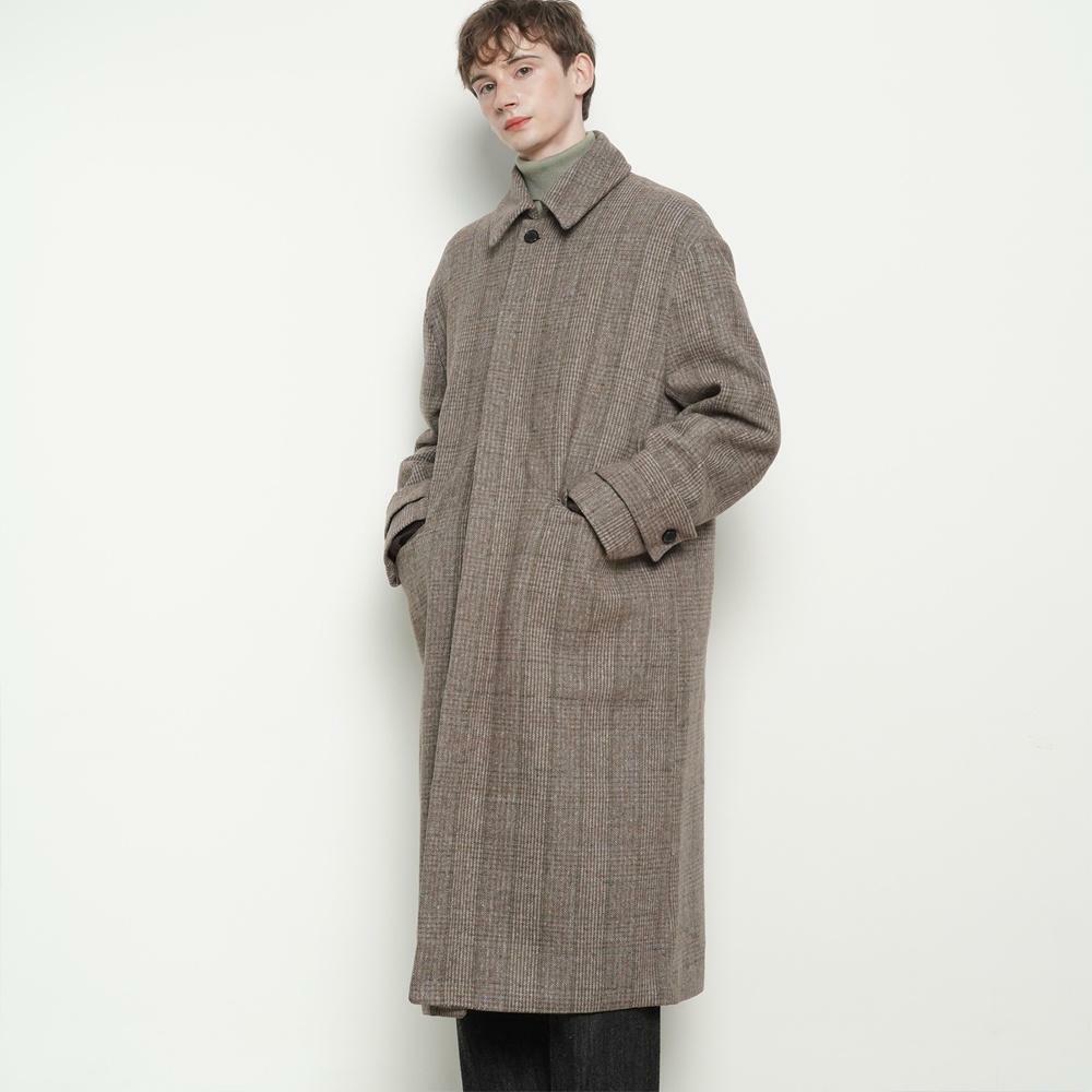 M69 wool check iong coat brown - HAGO(하고)