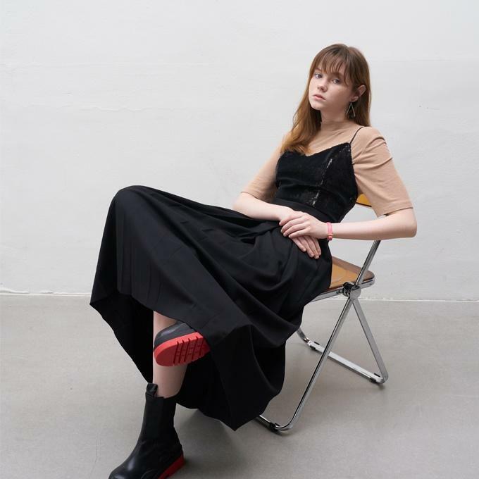 21' Fall_Black Spangle Cropped Tank Top - HAGO(하고)