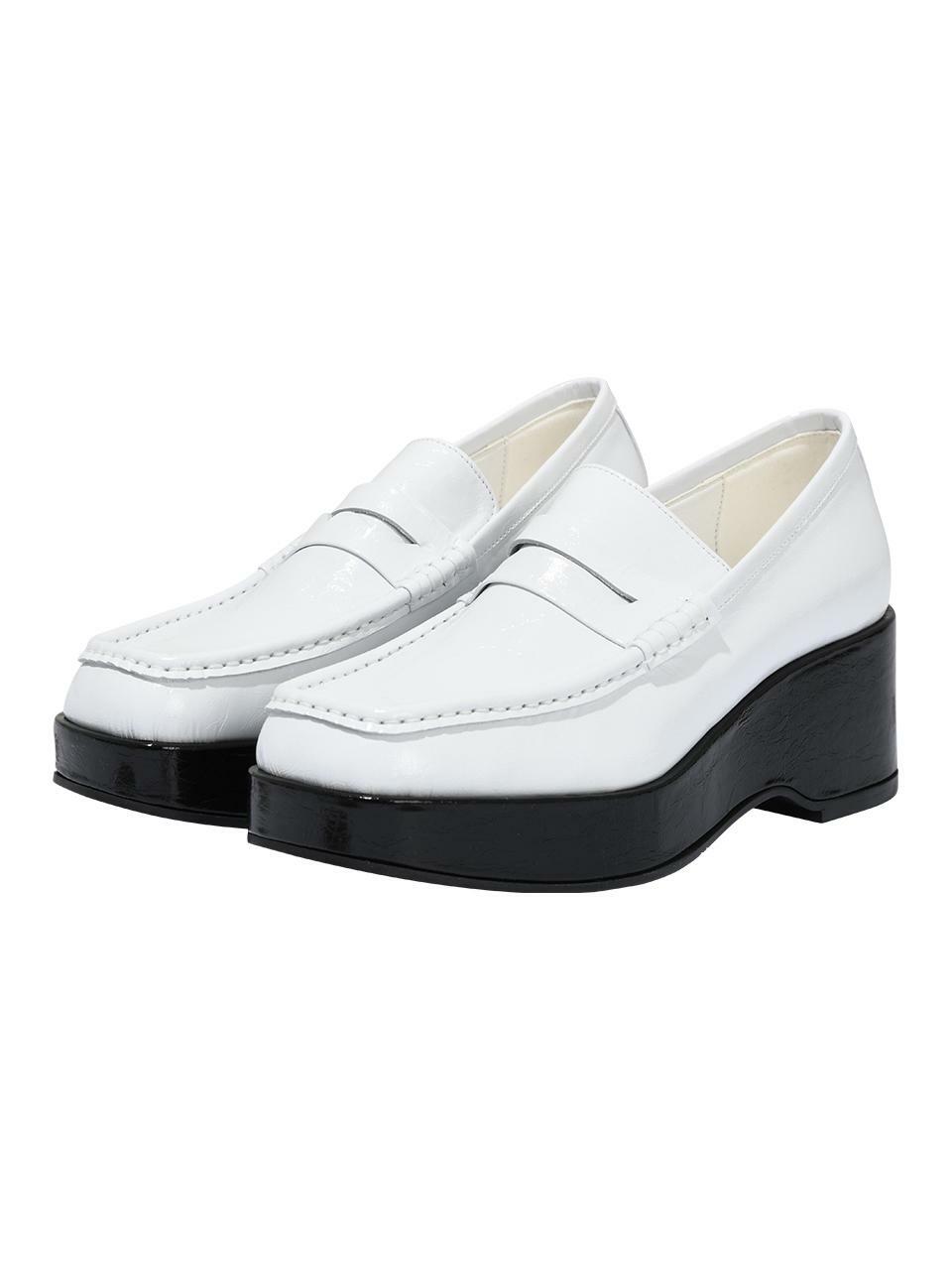 C SQUARE TOE LOAFERS_WHITE - HAGO(하고)