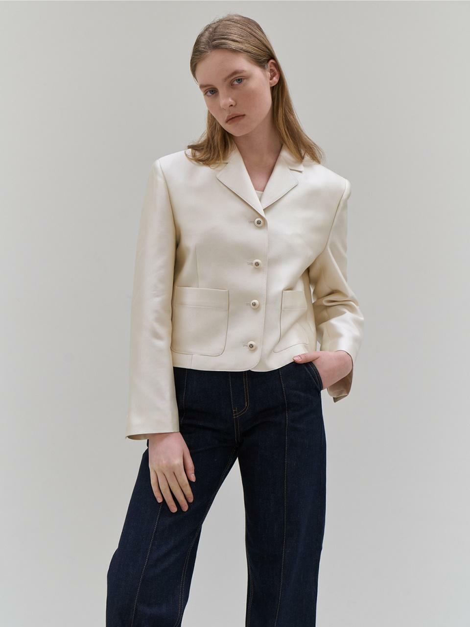 Wool Silk Cropped Jacket [Cream] - 하고