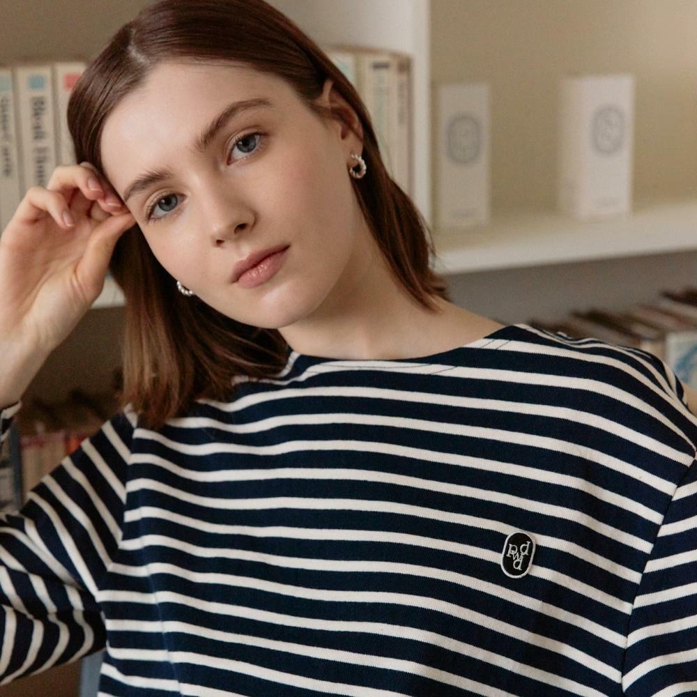 dpwd logo stripe t-shirt (navy+ivory) - HAGO(하고)