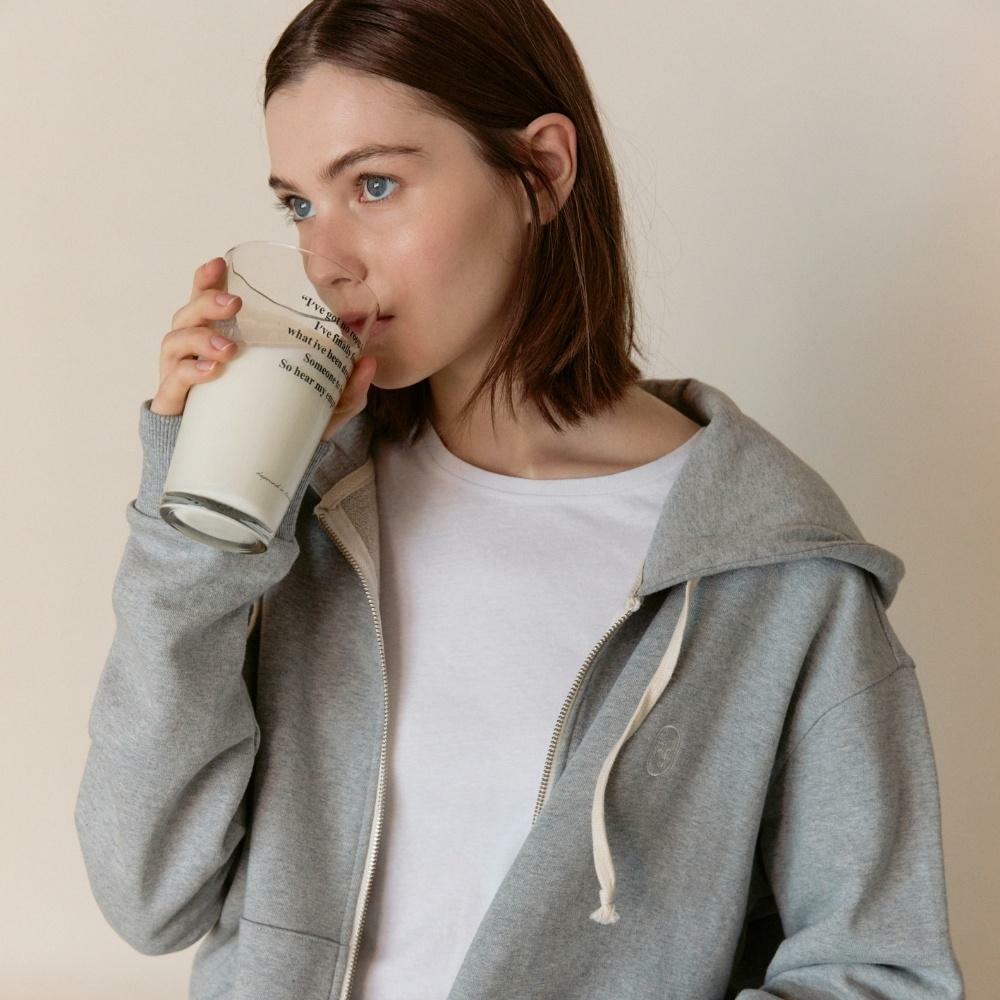 dpwd logo hood zip up (melange grey) - HAGO(하고)