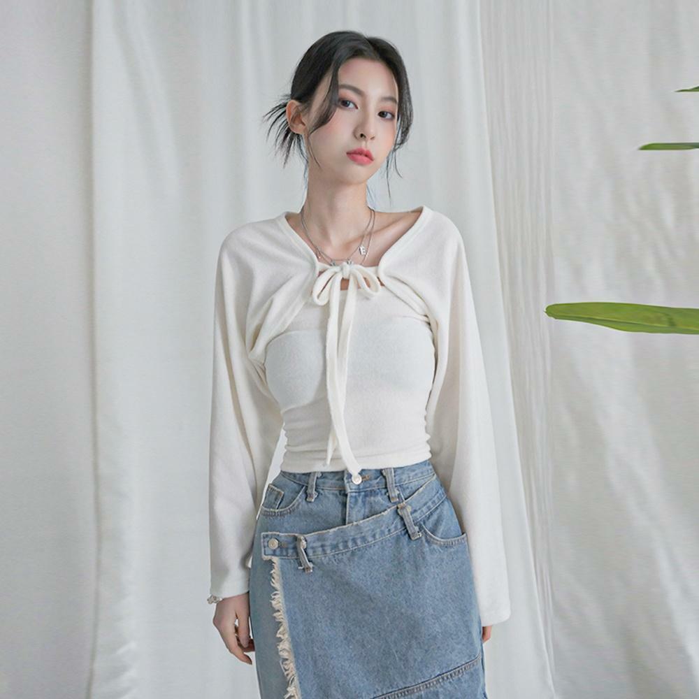 Terry Tube Top Cardigan Set WHITE - 하고