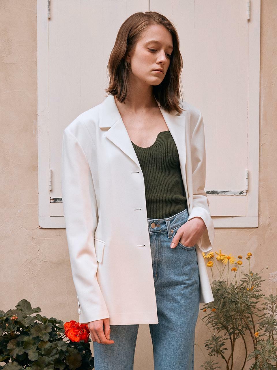 Three button single jacket - White - HAGO(하고)