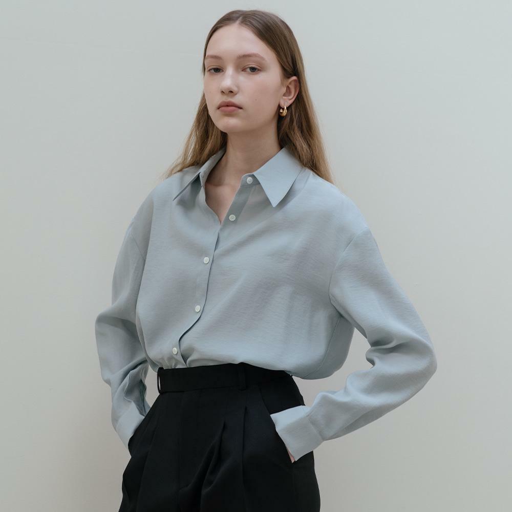 Modal wide collar shirt in Mint - 하고