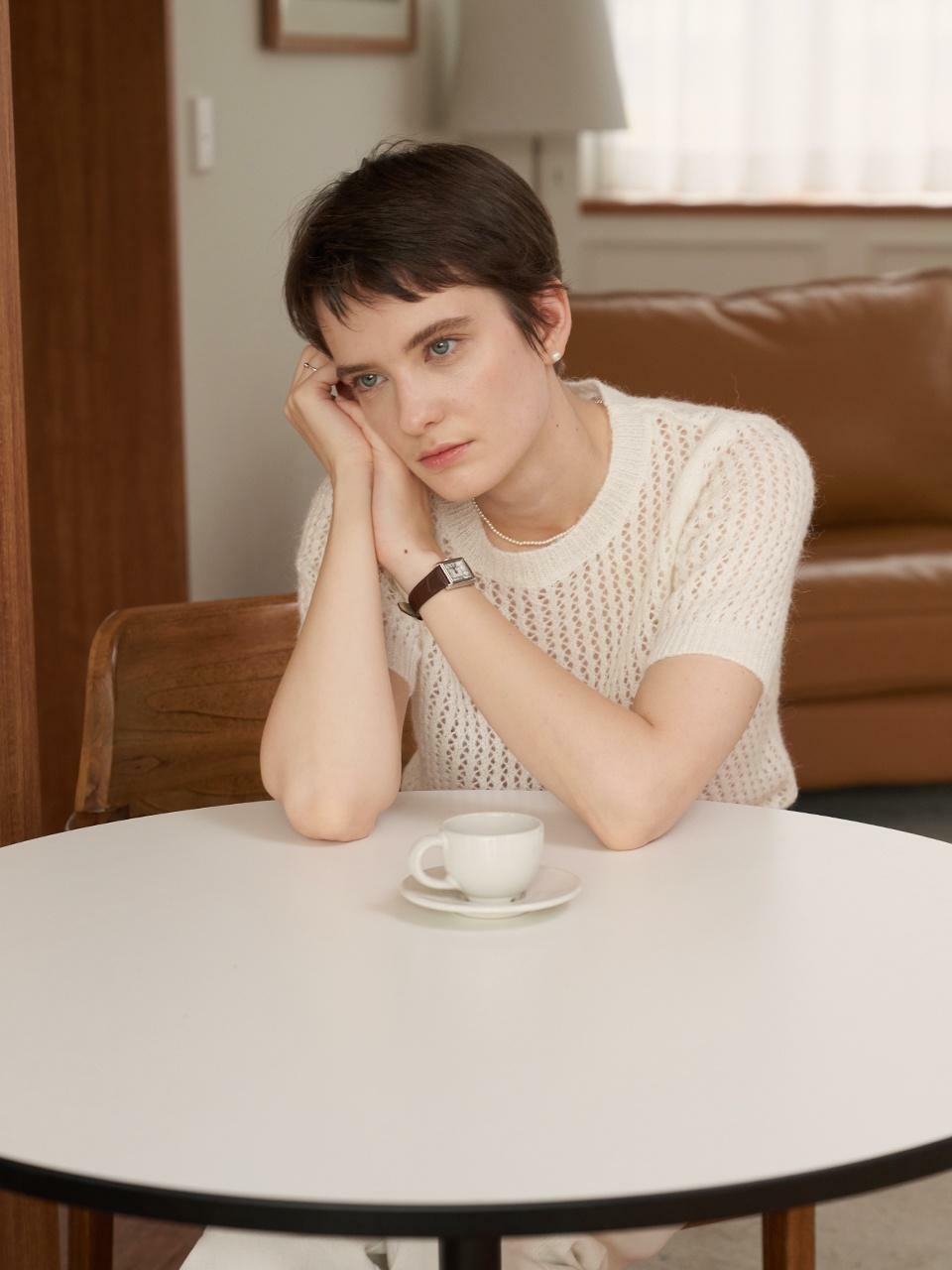 mesh half knit - cream - HAGO(하고)