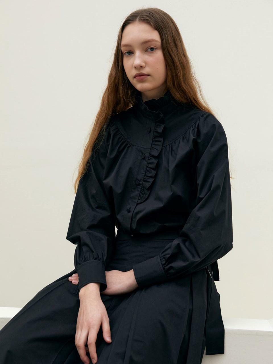 circle frill blouse-black - HAGO(하고)