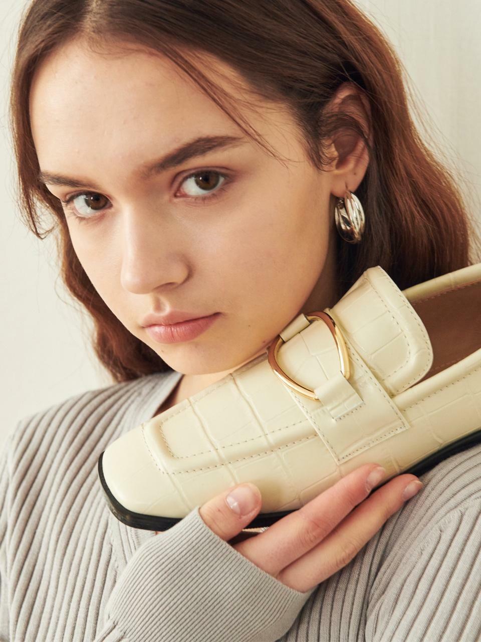 IS1193IV Square Pattern Loafers IVORY - HAGO(하고)