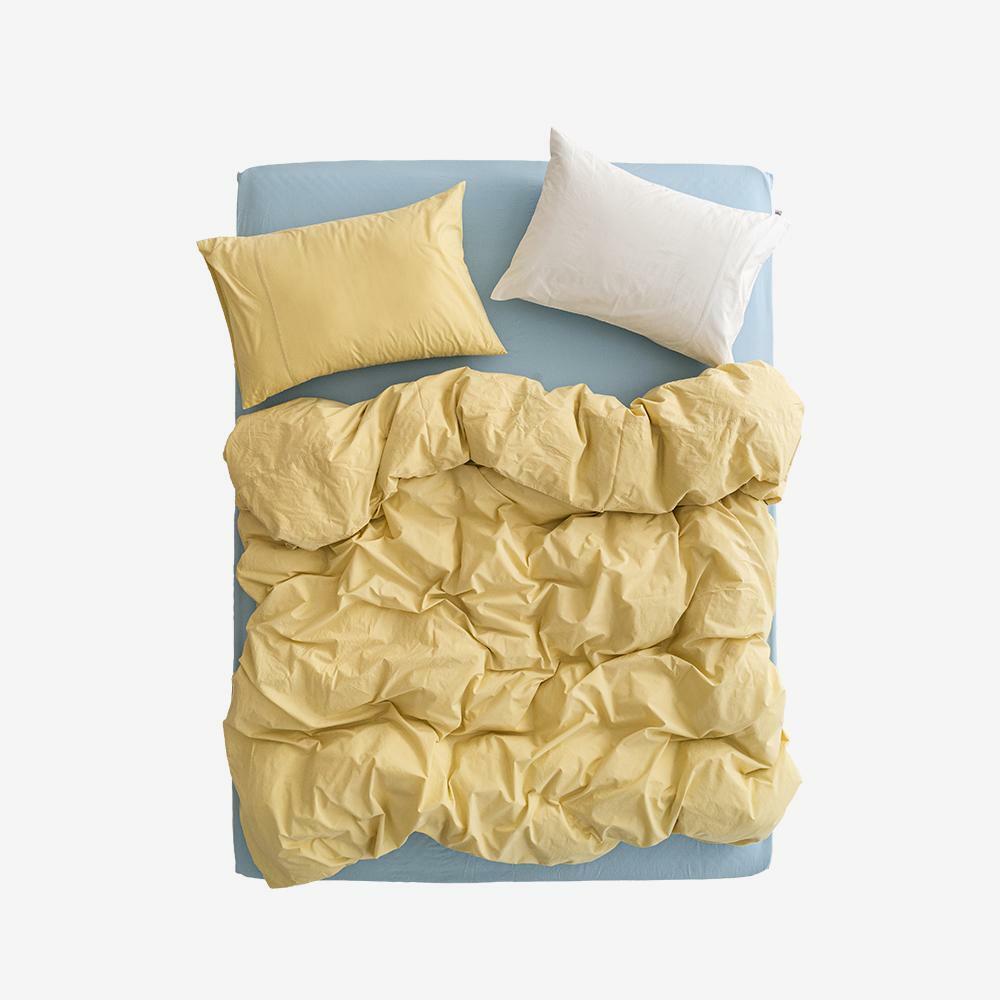 스톤워싱 솔리드 이불커버 - 레몬 - Q (200x230) - HAGO(하고)