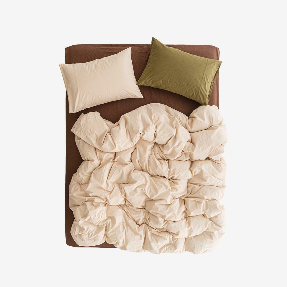 스톤워싱 솔리드 이불커버 - 땅콩 - Q (200x230) - HAGO(하고)