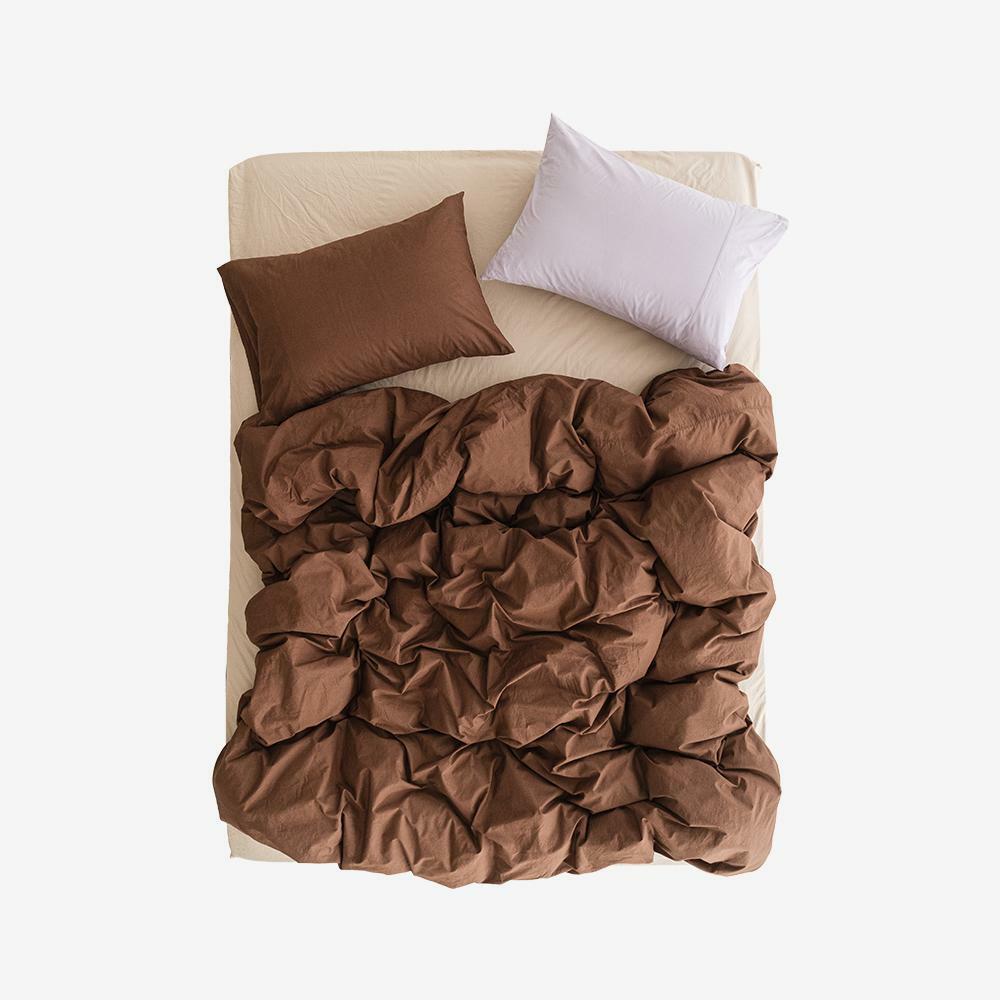 스톤워싱 솔리드 이불커버 - 초콜렛 - Q (200x230) - HAGO(하고)