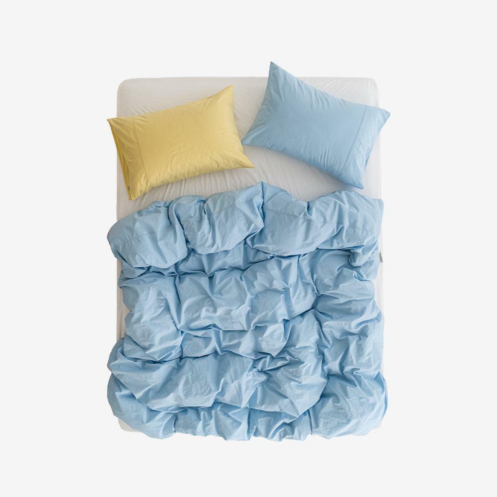 스톤워싱 솔리드 이불커버 - 스카이블루 - Q (200x230) - 하고