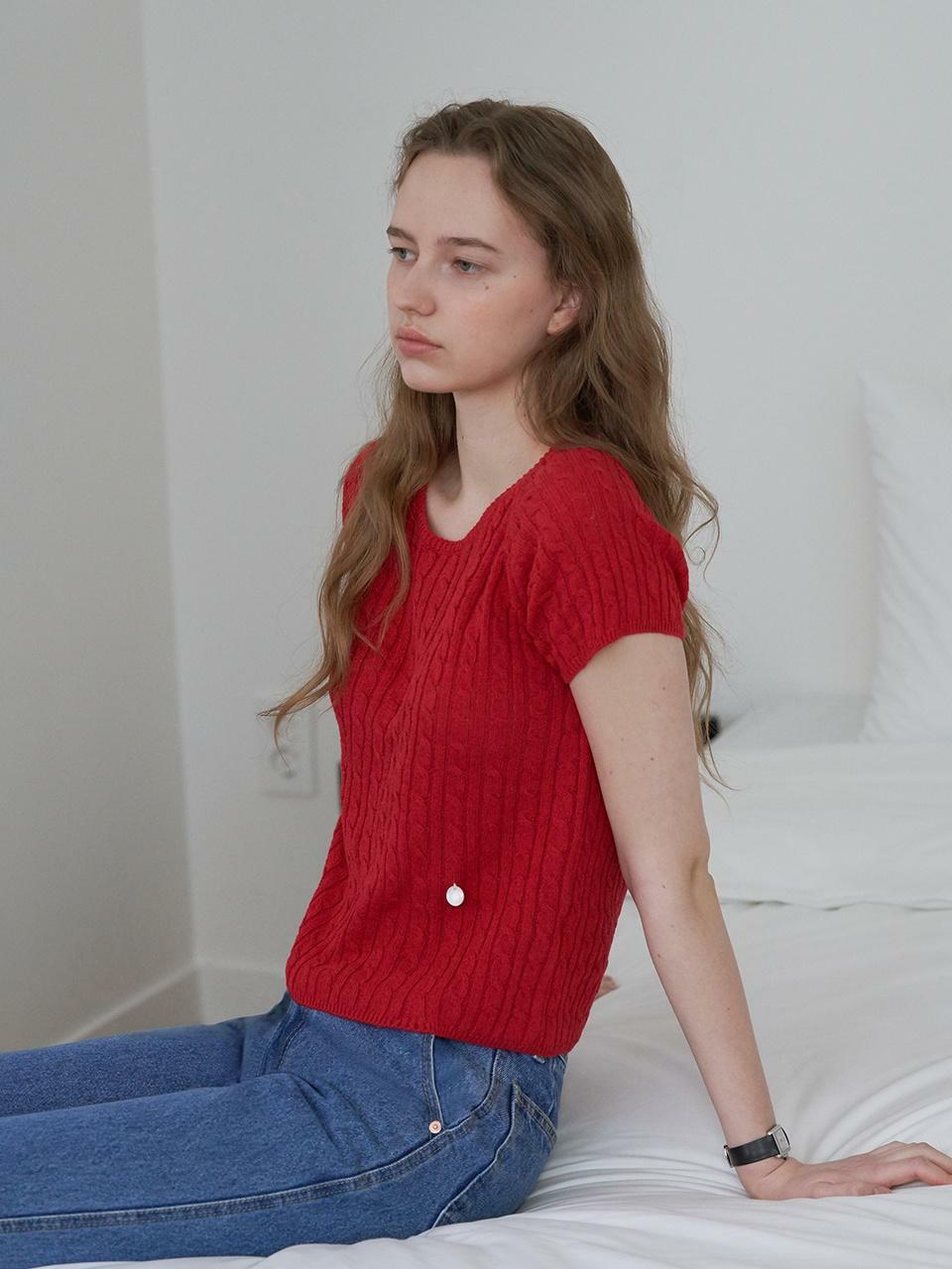 [장원영 착용] Renee cable half knit - HAGO(하고)