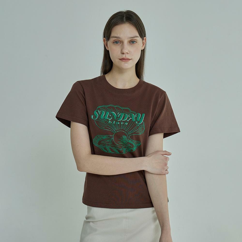 [오연서, 조현영, 유정 착용] Pearl oystor T-shirt(BR) - 하고