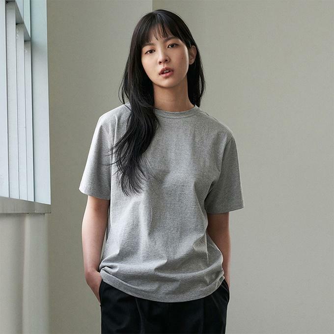 Basic cotton half t-shirt - gray - HAGO(하고)