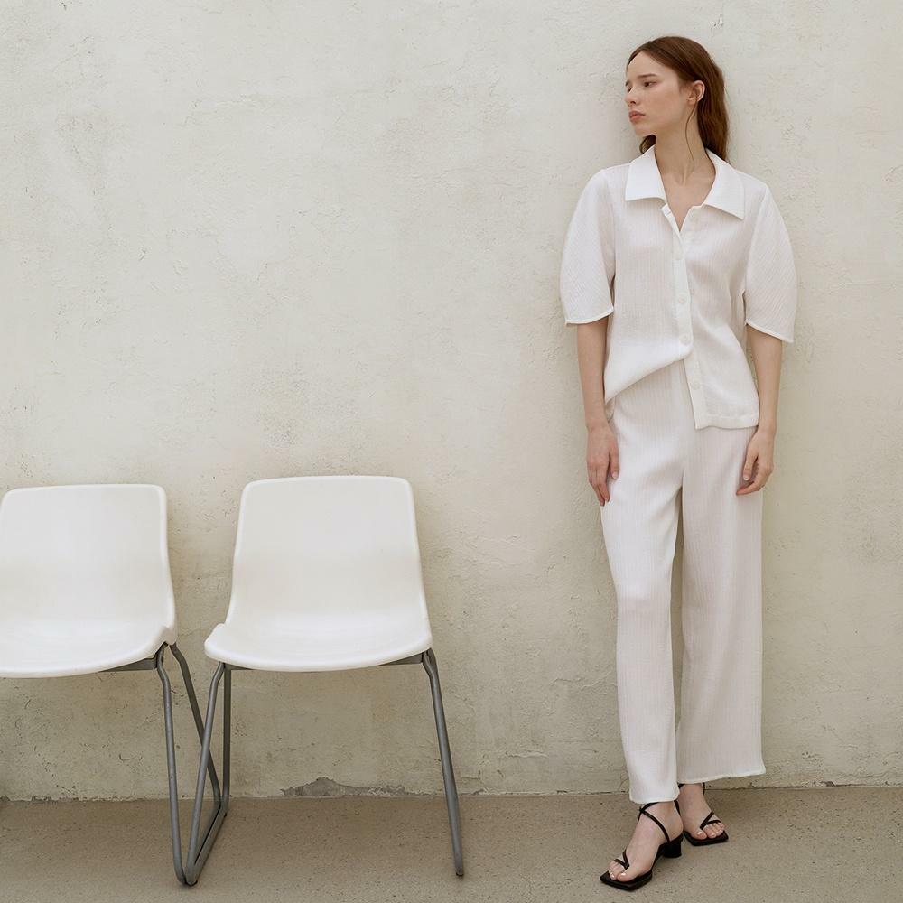White Pleated Matisse Pants - HAGO(하고)