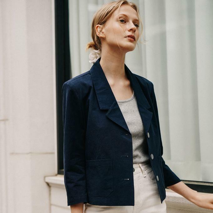 Natural Summer Jacket - Navy - HAGO(하고)