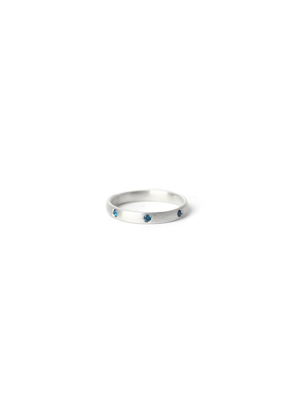 TS024 [Silver925] Thin blue cubic 3 point ring - HAGO(하고)