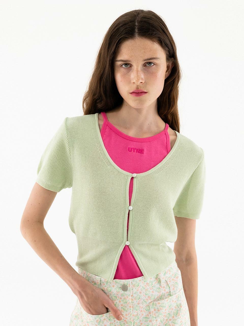 Linen Crop Cardigan_Greenery - HAGO(하고)