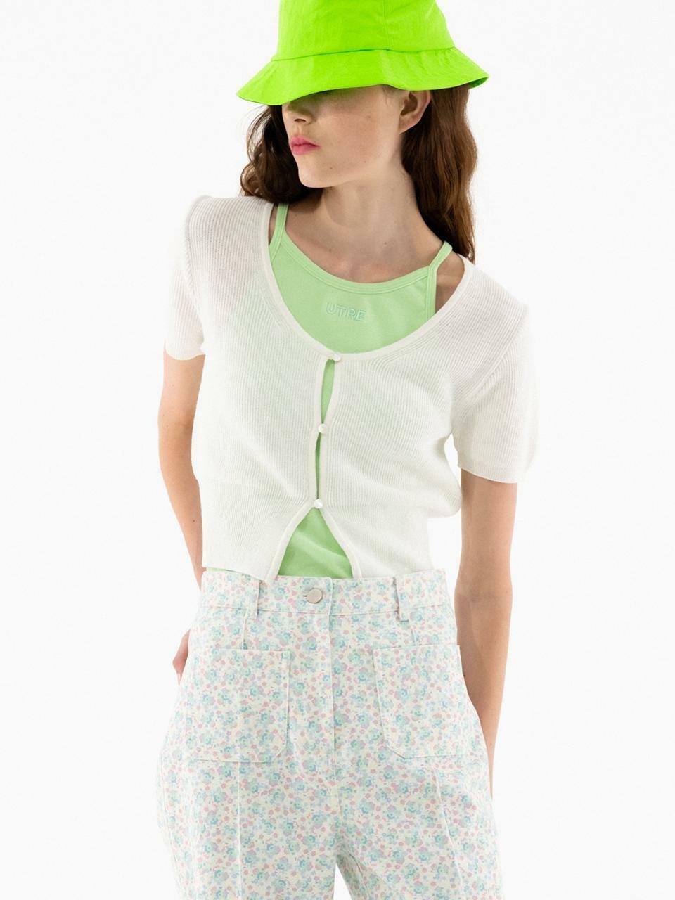Linen Crop Cardigan_White - HAGO(하고)