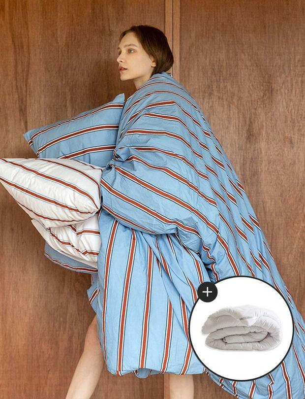 [이불솜 증정] 스트라이프 이불커버 - 미스티 런던 - Q (200x230) - HAGO(하고)