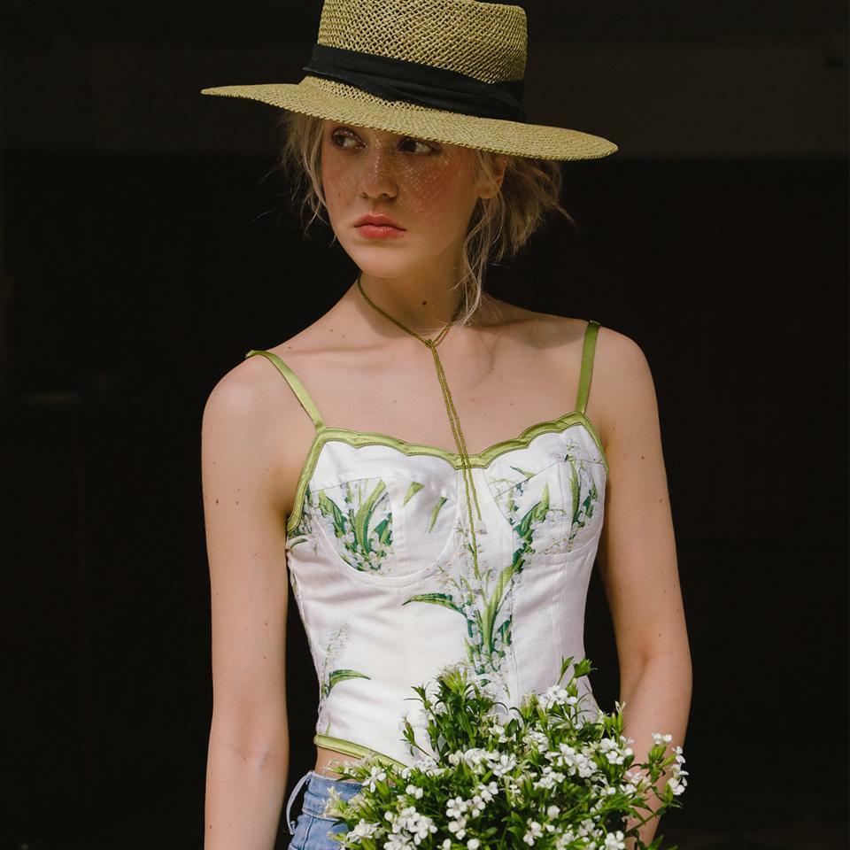 Drop ripple thin piping bustier - HAGO(하고)