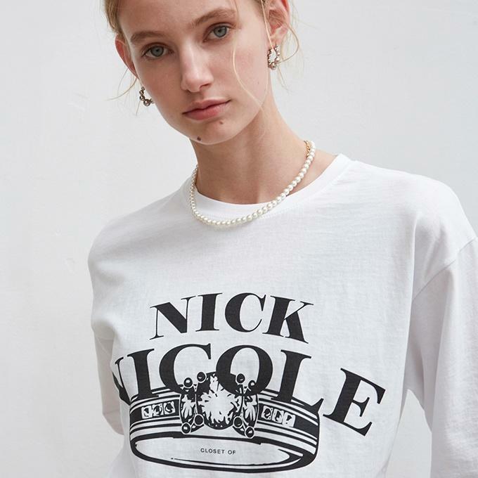 NICOLE RING VINTAGE HALF TEE_BLACK - HAGO(하고)