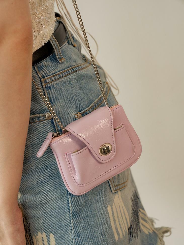 Pao Micro Wallet Bag Soft Pink + chain strap - HAGO(하고)