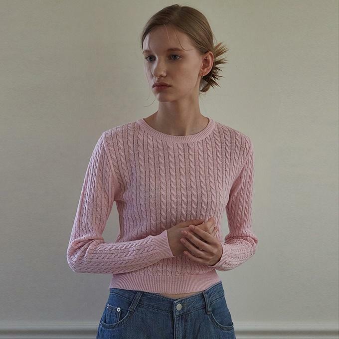 BASIC TWIST ROUND KNIT_PINK - HAGO(하고)