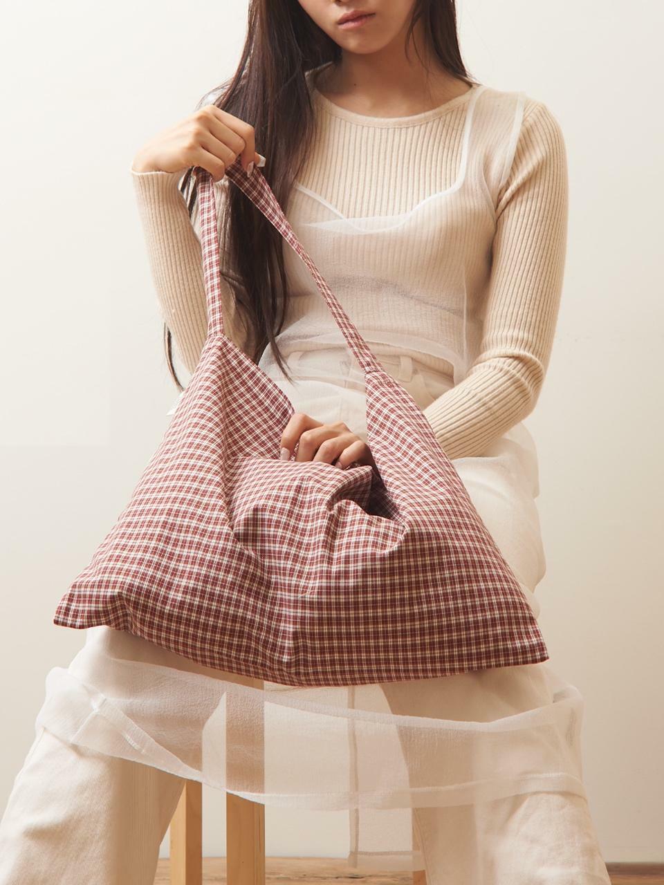 22F/W Check Eco Bag Burgundy - 하고(HAGO)