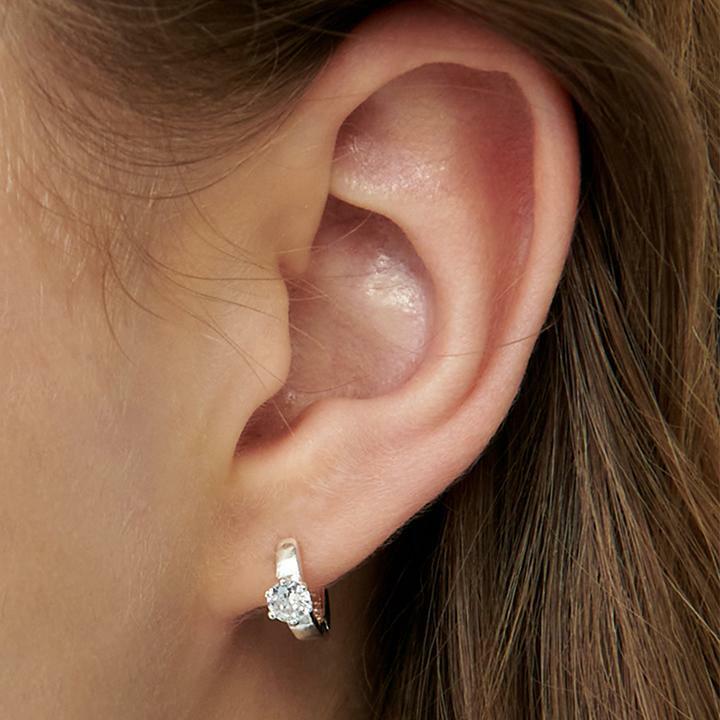 TS057 [Silver925] Cubic square one touch earrings - HAGO(하고)