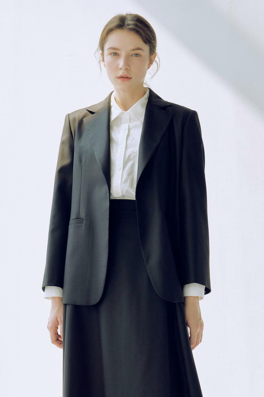 BELTED CLASSIC JACKET - Black - HAGO(하고)