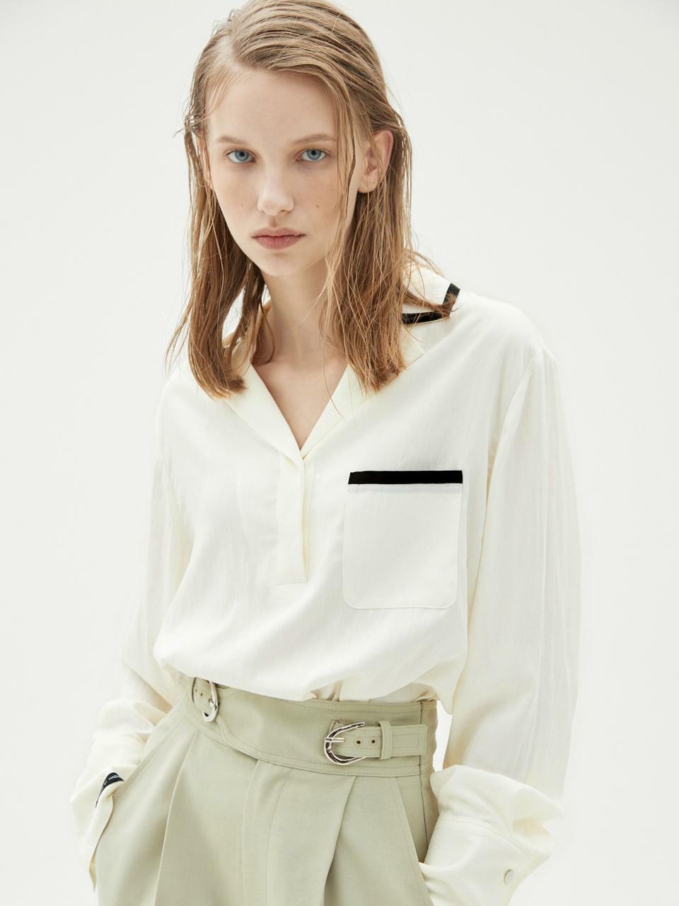 COMBI OPEN COLLAR SHIRT_WHITE - HAGO(하고)