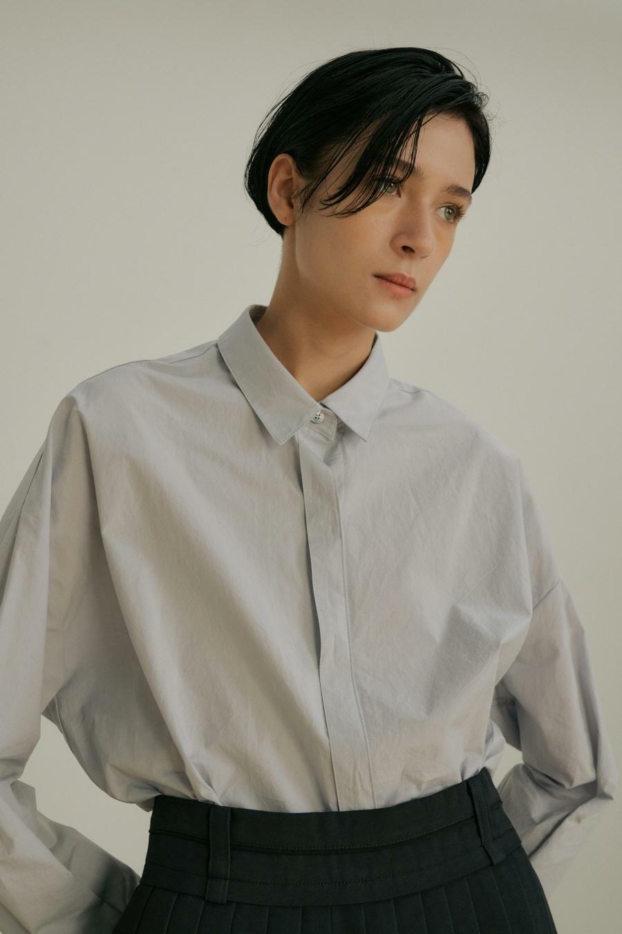 CROSS BUTTON SHIRTS_BLUE GRAY_G102GY - HAGO(하고)