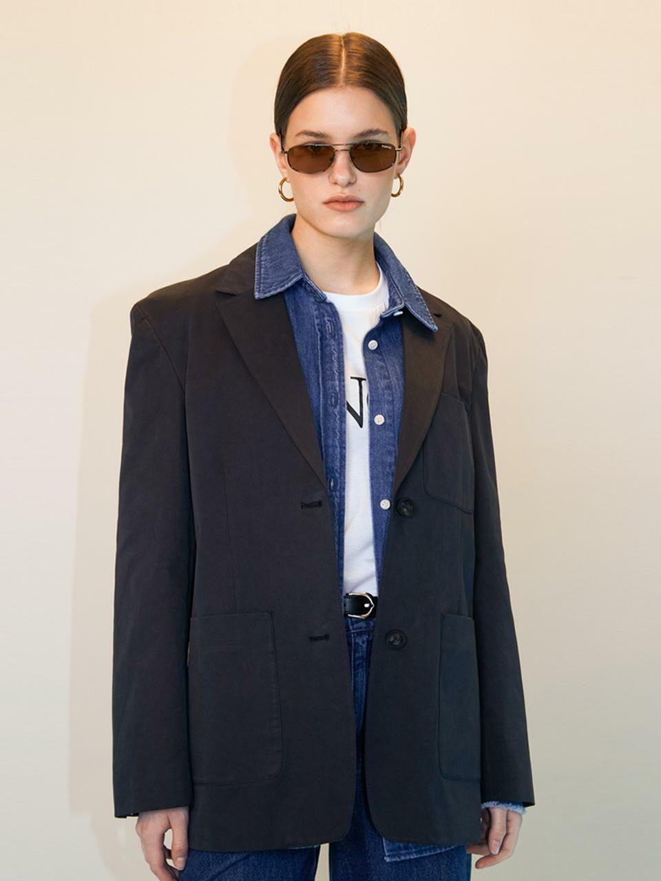 BASIC TWO BUTTON JACKT - DARK GREY - HAGO(하고)