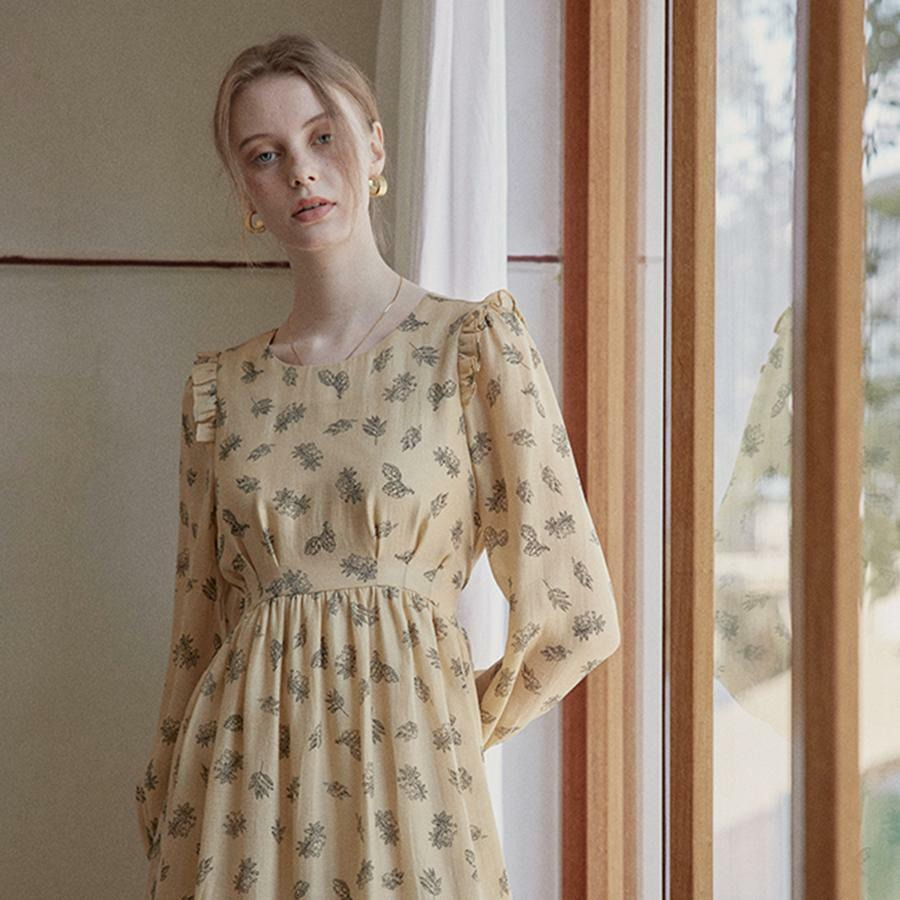 Mary leaf gathered waist dress - HAGO(하고)